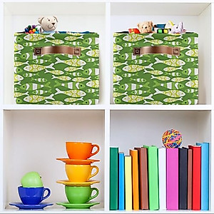 Retro Fishes Storage Basket Bins Foldable Laundry Hamper Toy Storage Bins Box Organizer for Playroom Living Bed Room Office Clothes Nursery,1 pcs