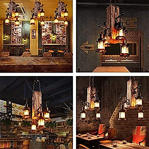 RAUGAJ Lámpara de Araña de 4 Luces Lámpara Colgante de Metal de Personalidad Retro E27 Lámpara Colgante de Barra de Loft Industrial, Altura Lámpara Colgante Vintage Ajustable para la Sala de Estar Caf