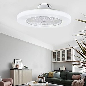Orillon 22'' Thin Modern Ceiling Fan with Light for Indoor Kitchen Bathroom Bedroom,Remote LED 3 Color Changing Low Profile Flush Mount Quiet Fandelier with 11 ABS Blades, White