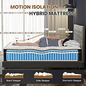 Full Mattress, 12 Inch Hybrid Mattress with Gel Memory Foam, Fiberglass-Free Deluxe Mattress in a Box, Individual Pocket Spring-Motion Isolation-Medium Edge Support, 100 Nights Trial, CertiPUR-US
