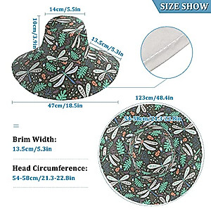 Kigai Acorns and Dragonflies Sun Hat Wide Brim Floppy Beach Hats for Women UV Protection Hat with Chain Strap for Outdoor Summer Camping Hiking