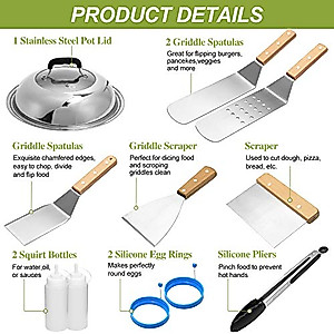KITOOLBASE Griddle Accessories Compatible with Blackstone, Black Stone and Camp Chef, Flat Top Grill Accessories Kit, Outdoor Grille Accessories Set BBQ Tools with Griddle Spatula