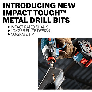 BOSCH TI2154 1-Piece 27/64 In. x 5-3/8 In. Titanium Nitride Coated Metal Drill Bit with 3/8 In. Reduced Shank for Applications in Heavy-Gauge Carbon Steels, Light Gauge Metal, Hardwood