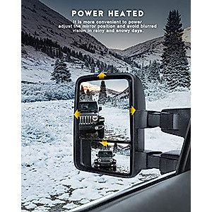 OCPTY A Pair of Towing Mirrors Replacement Fit For 1999-2007 for Ford for F250/for F350/for F450/for F550 Super Duty Pickup Tow Mirrors Power Adjusted Heated Turn Signal Light Black Housing