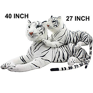 TAGLN Large Stuffed Animals Tiger Toys Giant Plush Big (White, 18 Inch)