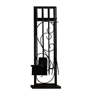 Fire Beauty 5 Piece Black Steel Fireplace Tool Set Fireplace Tool Furnace Accessory Kit with Brush, Poker, Spatula and Pliers