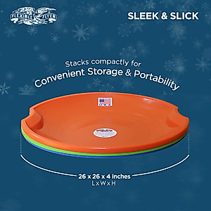 Flexible Flyer Flying Saucer 26 Inch Round Plastic Sled Snow Toy, 1 Person Winter Sled w/Hand Grips for Kids and Adults, Ages 4 Years and Up, Orange