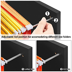 Yaheetech Black File Cabinet Large Mobile Storage Lateral Filing Cabinet with 2 Drawer and 4 Open Compartments,for Letter Size A4 Size, Printer Stand for Home Office, Black