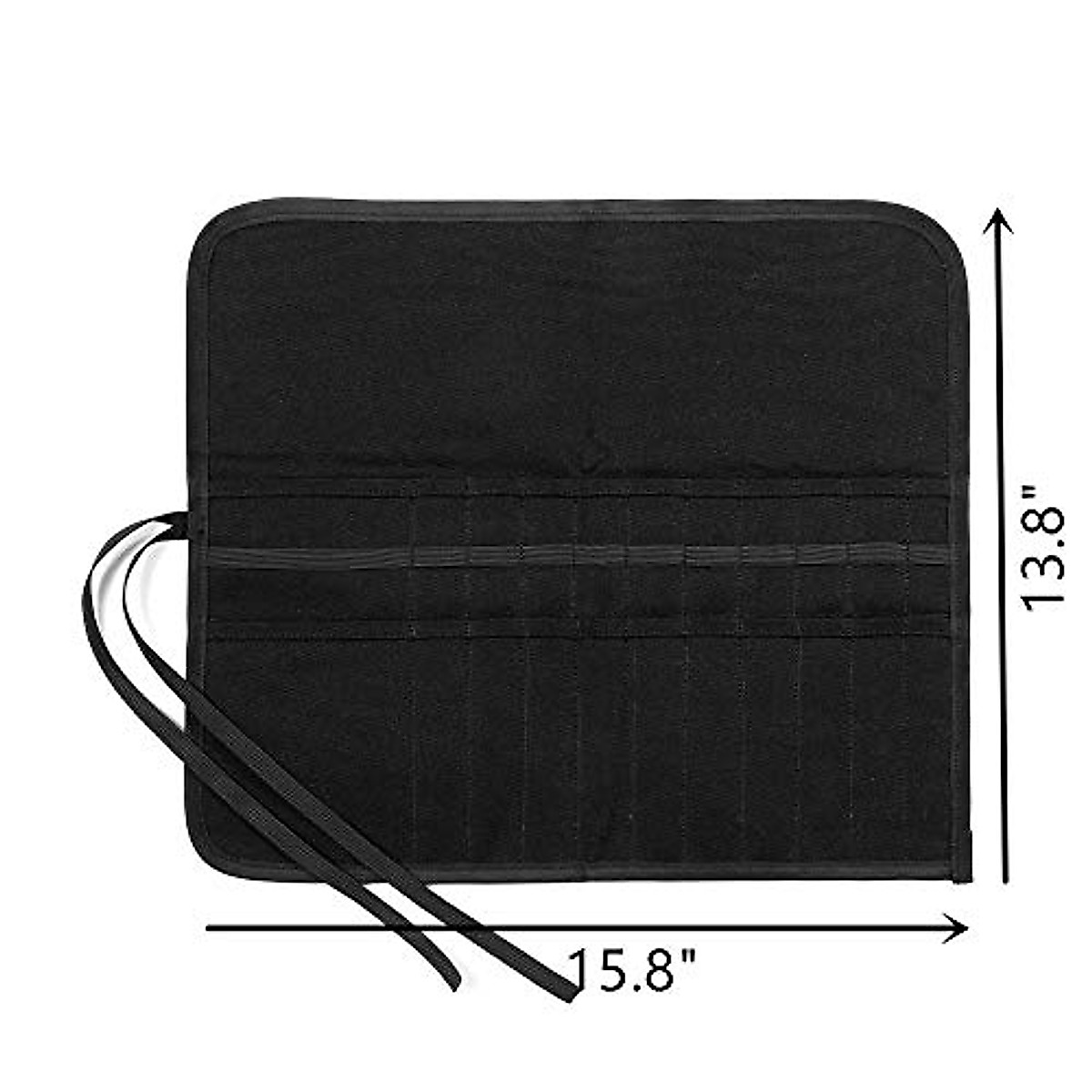 Denifiter 22 Pockets Waxed Canvas Roll-up Pencil Bag, Heavy Duty Portable Watercolor Oil Brush Canvas Pouch ( Black )