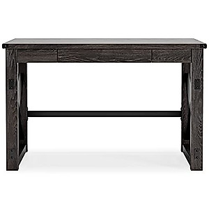 Signature Design by Ashley Freedan Rustic Farmhouse Home Office Desk, Dark Gray