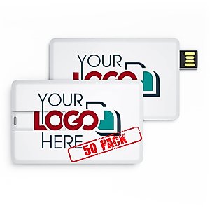 Possibox Custom Credit Card USB Flash Drive 32GB Imprinted with Your Logo - as Promotional Gift - Bulk - Customizable 50 Pack