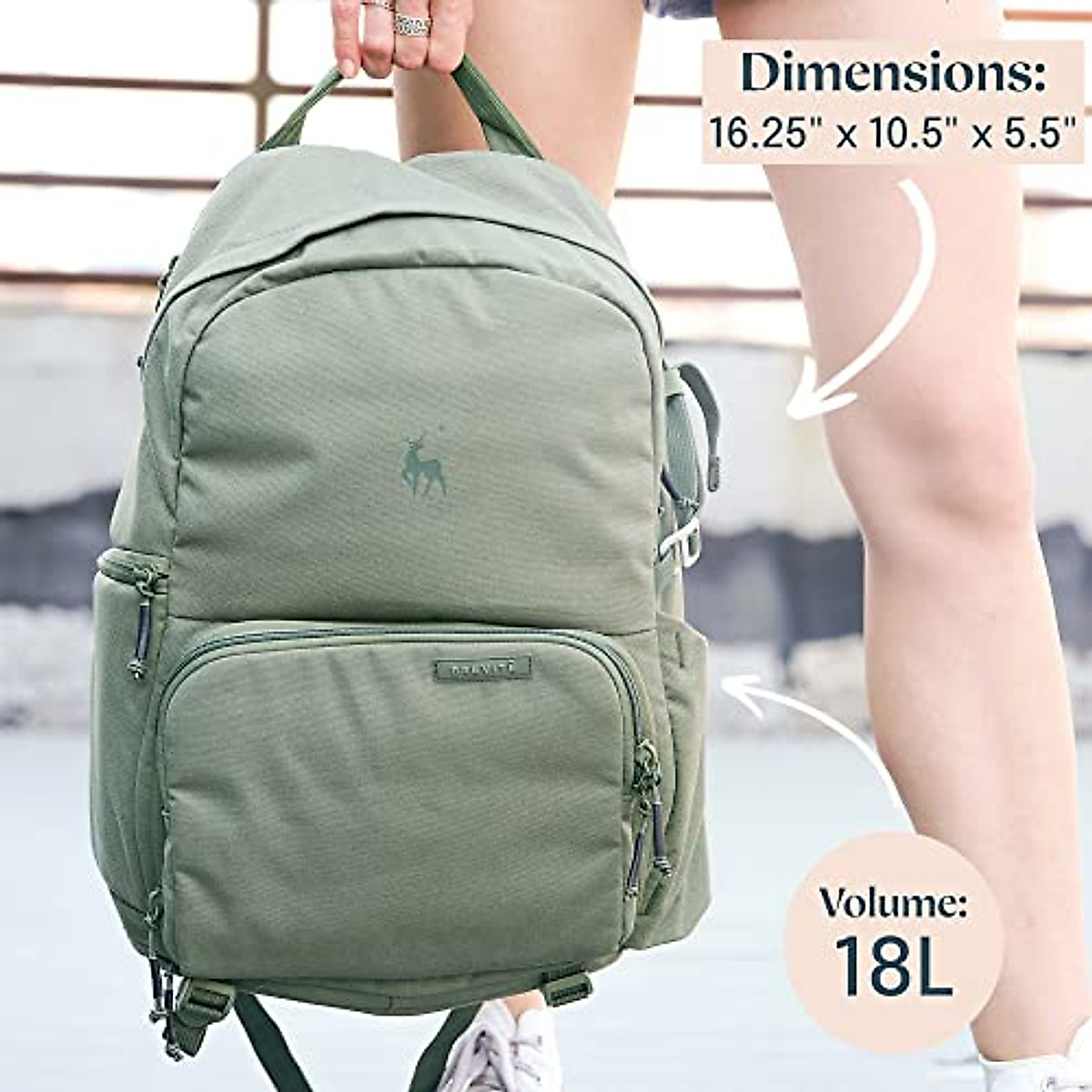 Brevite Jumper Photo Compact Camera Backpack: A Minimalist & Travel-Friendly Photography Backpack Compatible with Both Laptop & DSLR Accessories 18L (Green)