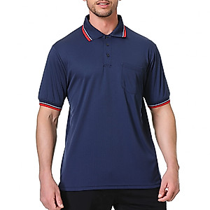 TopTie Baseball and Softball Referee Shirt Short Sleeve Polo Shirt Umpire Jersey-Navy-XL