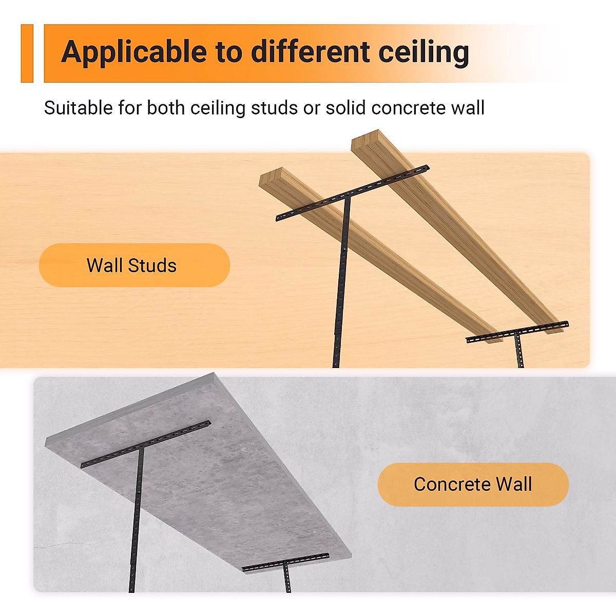 eShelf 4x6ft Overhead Garage Storage Rack, Heavy duty metal garage ceiling storage rack, 22''-40" Adjustable Ceiling Dropdown, 450lbs Loading Weight Capacity, Black