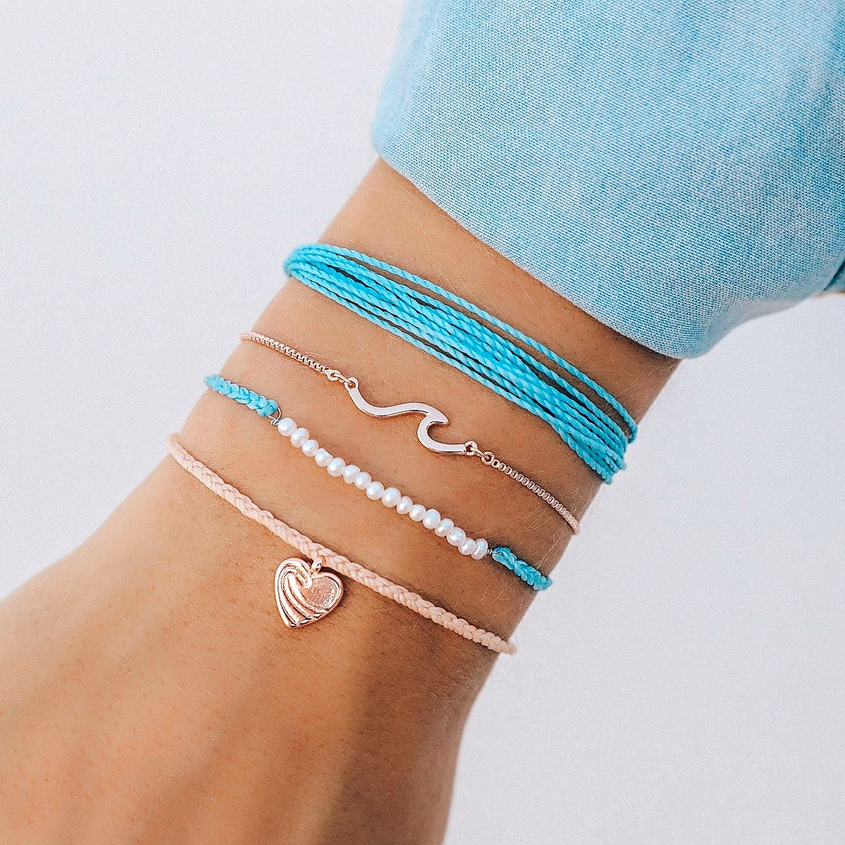 Pura Vida By the Sea Style Bracelet Pack - Stackable Bracelets for Women - Handmade Accessories, Adjustable Bands - Multicolor, Set of 4