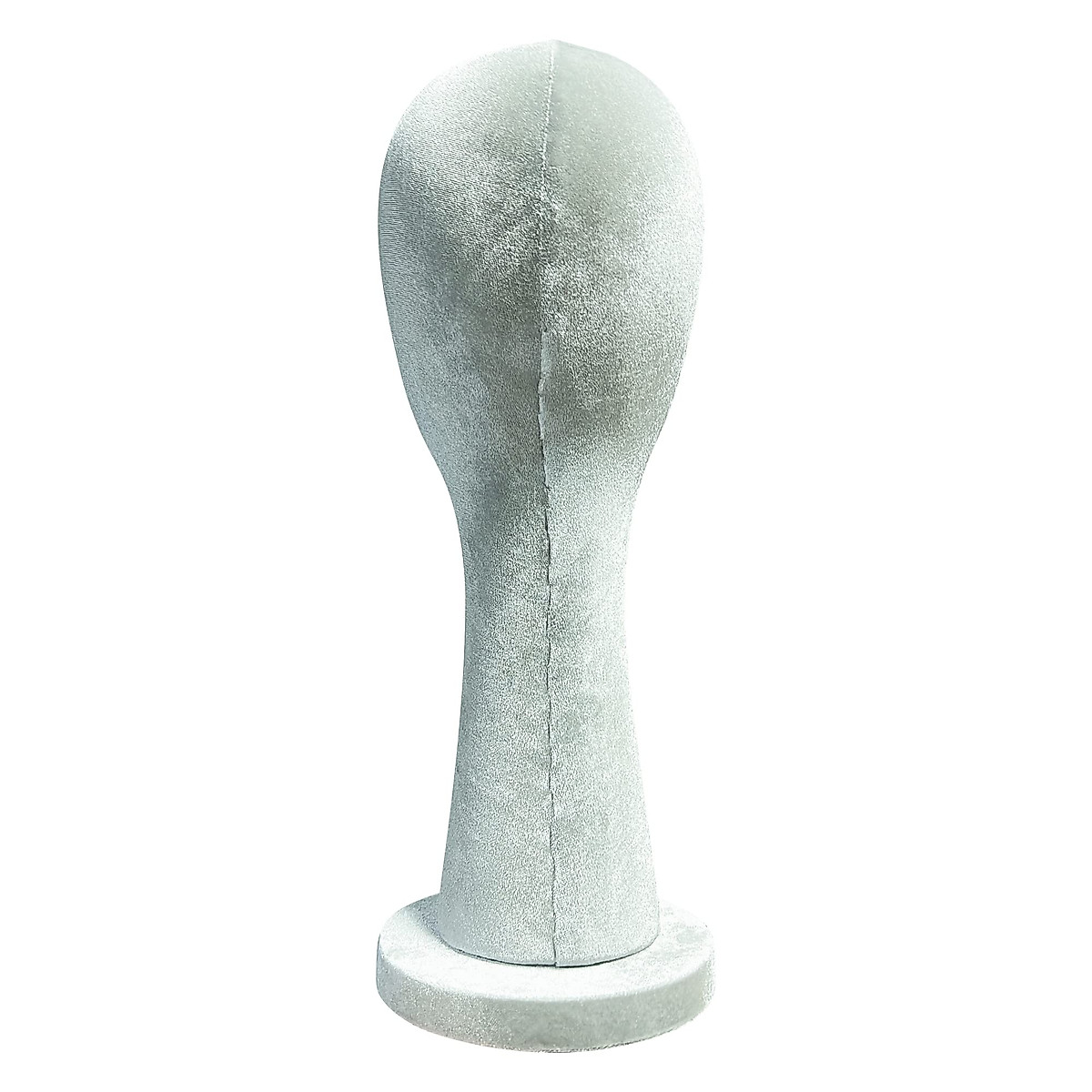 DE-LIANG Female Velvet Head Dress Form Mannequin Fully Pinnable Head for Hat Wig Jewelry Earring Scarves Display Clothing Fabric Head Model for Sale Silver Grey40cm