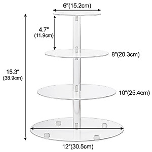 CECOLIC Acrylic Cupcake Stand Clear Cupcake Holder Display Stand Dessert Pastry Tower Stand for Wedding Birthday Bar Party Décor (Round - 4 Tier)