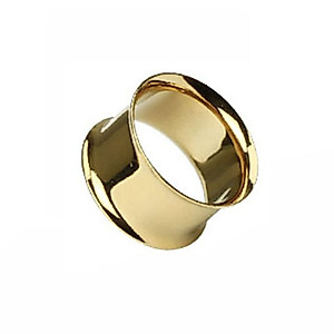 blue palm jewelry Pair of Gold IP Over 316L Surgical Steel Double Flare Ear Plugs Tunnels Earlets E224 12 Gauge to 2 Inch (2GA (6mm))