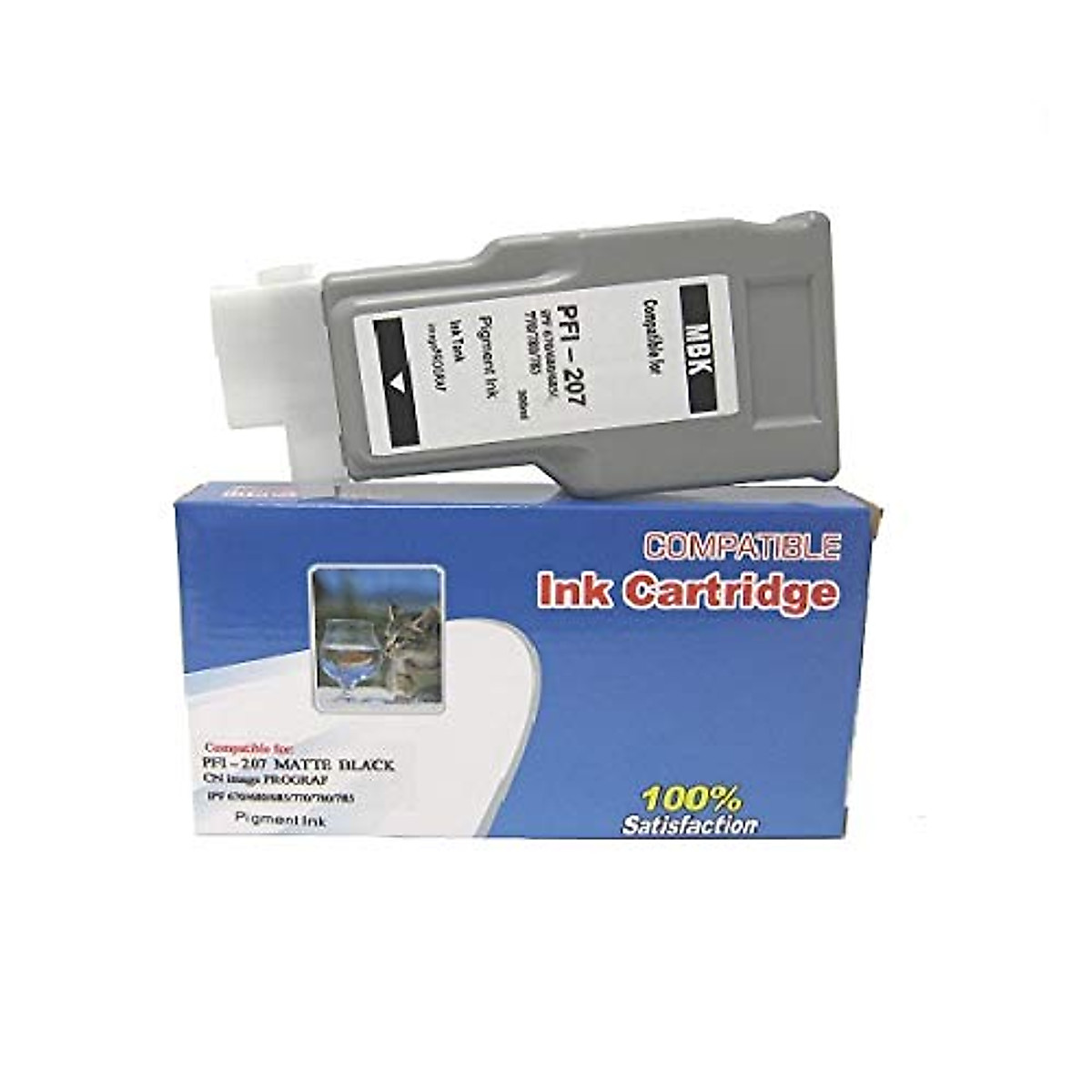 Vivid Colors Compatible Ink Cartridge Replacement for Canon PFI-207 PFI-207MBK 8788B001AA (Matte Black) for Use Canon iPF680 iPF685 iPF780 iPF785, 300ml Ink Tank