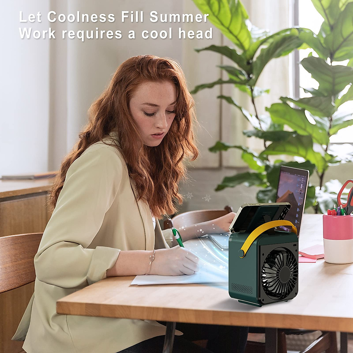 TVOVT Multifunction Portable Air Conditioner: 3-IN-1 Desige USB Powered Desktop Cooler Fan with 2 Spray Modes and 3 Wind Speeds for Home and Office, with Silicone-ice-Tray and Foldable-Funnel