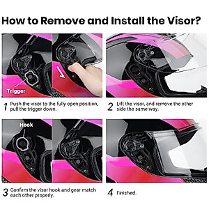 Favoto Full Face Motorcycle Helmet, DOT Approved Lightweight Helmet, Anti-Fog Film Included, cascos para motos for Adults Men Women, Purple