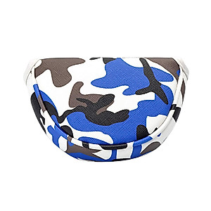 GOOACTION Camo Blue Golf Small Mallet Putter Head Cover Magnetic Closure Camouflage Print Synthetic Leather Mini Putters Club Headcover Protector