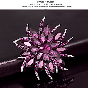Pin Back Three Colors Gold Plated Rhinestone Crystal Bouquet Flower Scarf Pin & Brooch Turtle Brooch (Purple, One Size)