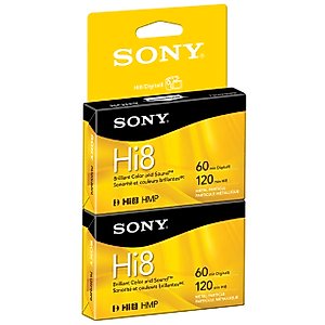 Sony P6120HMPR/2C 2-Pack 120-Minute Hi8 Tape with Hangtab