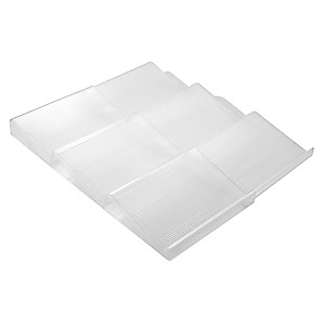 mDesign Expandable Plastic Deluxe Spice Rack, Drawer Organizer for Kitchen Cabinet Drawers - 3- Tier Slanted for Spice Jar, Food Seasoning Bottle Storage, Easy Install - Ligne Collection - Clear