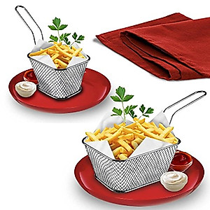 Stainless Steel Chef Basket Mini Fry Baskets Fryer Cooking French Fries Basket