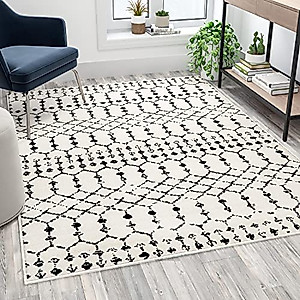 Flash Furniture Geometric Bohemian Low Pile Rug - 5' x 7' - Ivory/Black