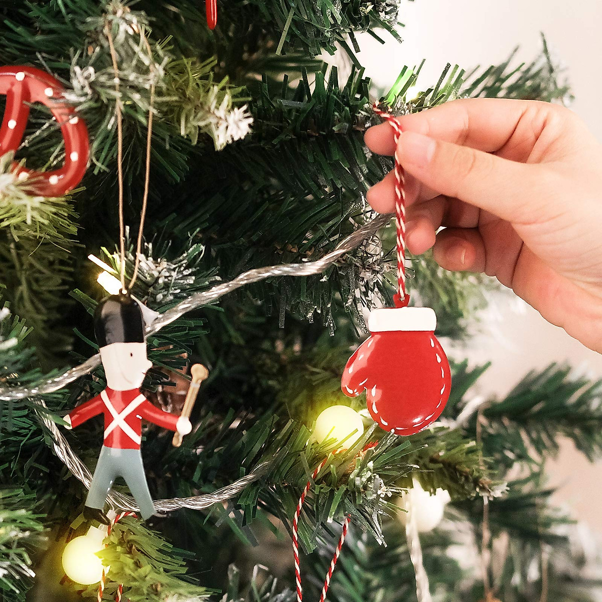 Aizulhomey Christmas Ornaments 12 Pcs Set Metal Double Sided Hand Painted Tree Hanging Decorations, car and Home Decor