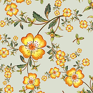 HotDecor 24"x118"Yellow Floral Wallpaper Peel and Stick Floral Contact Paper for Cabinets Walls Flower Wallpaper for Bedroom Bathroom Wall Paper Removable Botanical Wallpaper Mural Vinyl Roll