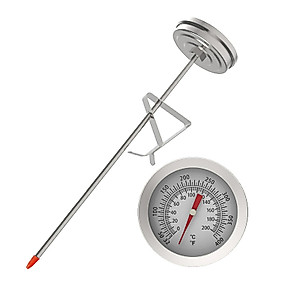Deep Fry Thermometer Mechanical Meat Thermometer for Deep Fry, Grilling Dial Thermometer Stainless Steel Stem Meat Cooking Thermometer with Adjustable Pot Clip(Size:200 mm)