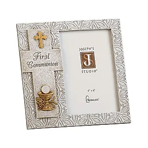 Joseph's Studio by Roman - First Communion Picture Frame for 4" x 6" Photo, Vertical Tabletop or Desk Display - 7.25" H, Resin and Stone, Decorative, Collection, Durable, Long Lasting