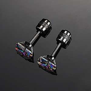 Titanium Screw Back Halo CZ Stud Earrings for Women Men, Cubic Zirconia, Cubic Zirconia