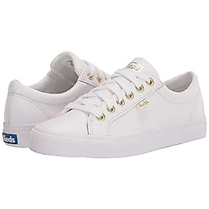Keds womens Jump Kick Leather Sneaker, White/Gold, 6.5 US