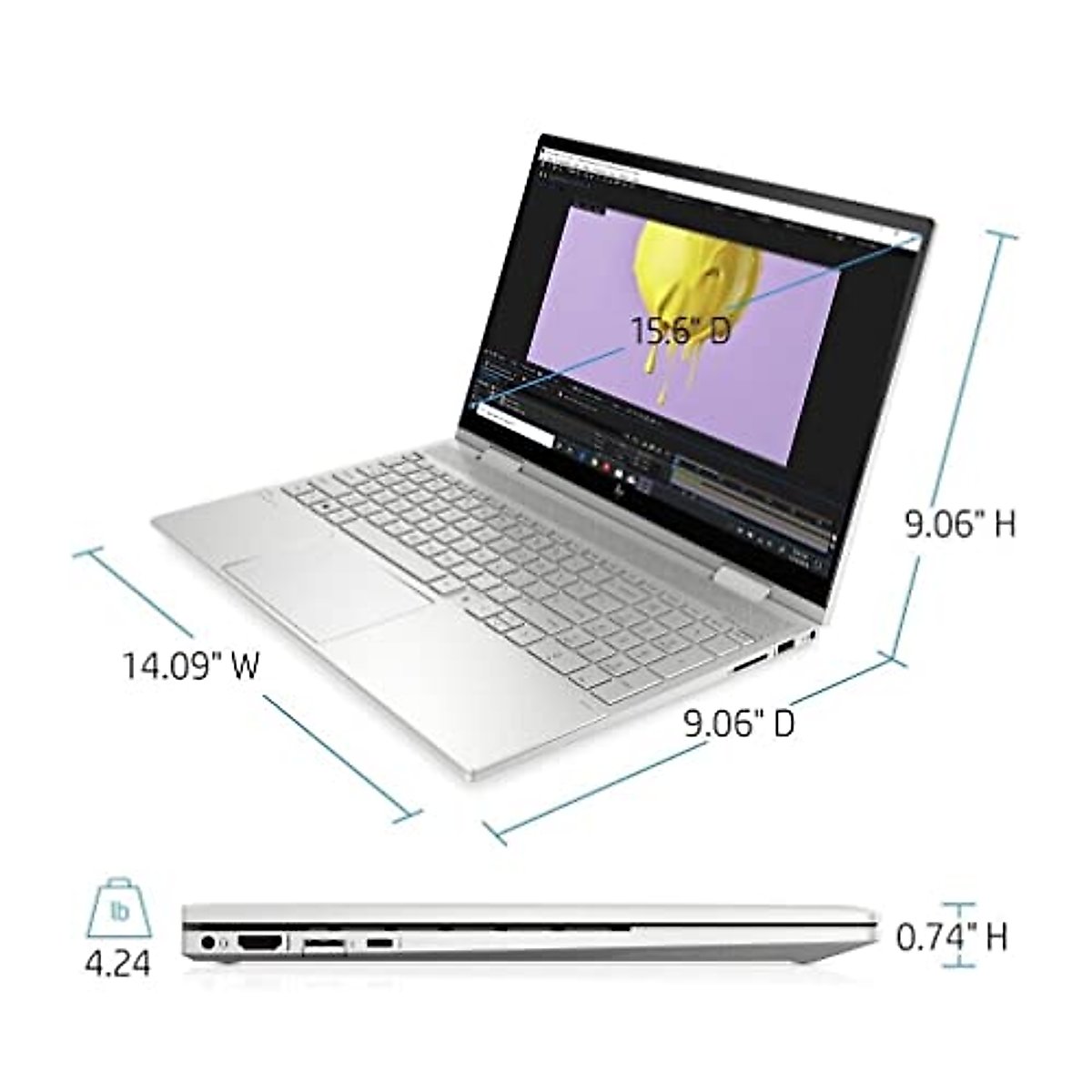 HP Envy x360 2-in-1 15.6" Touchscreen Laptop, Intel Core i5-1135G7, Intel Iris Xe Graphics, 16GB DDR4 RAM, 512GB PCIE SSD, Backlit Keyboard, Fingerprint, Stylus Pen, Win 11 Home, Silver