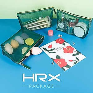 HRX Package Mesh Makeup Bag, 3pcs Travel Cosmetic Pouches with Zipper Toiletry Organizer Case for Purse Diaper Bag Tote Bag