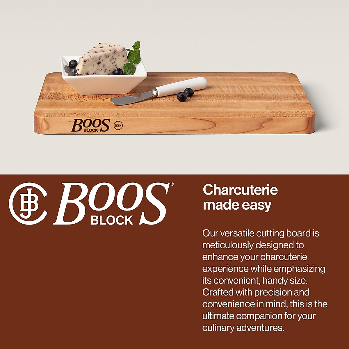 John Boos Block Chop-N-Slice Maple Wood Edge Grain Reversible Cutting Board, 16 Inches x 10 Inches x 1 Inches