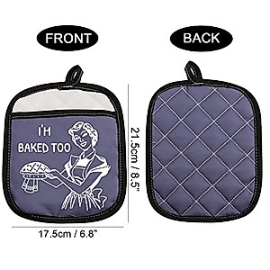 Novelty Baking Gift Heat Resistant Potholder Oven Pad with Pocket I’m Baked Too Funny Baker Gift for Mom Sister Friend (I'm Baked Too)