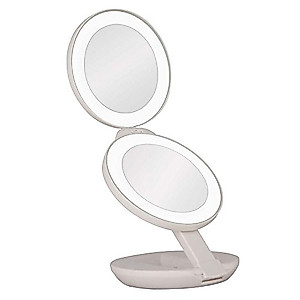 Zadro 4.5" Round LED Compact Mirror 10X/1X Travel Mirror with Lights and Magnification 3 AAA batteries LED Makeup Mirror