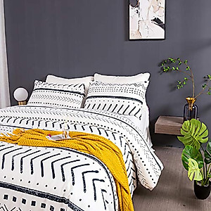 Luxlovery Boho White Comforter Set King Farmhouse Bedding Comforter Set King Size Black and White Aztec Comforter Striped Cotton Geometric Folkloric Comfy Cotton Bohemian Comforter Blanket Quilts