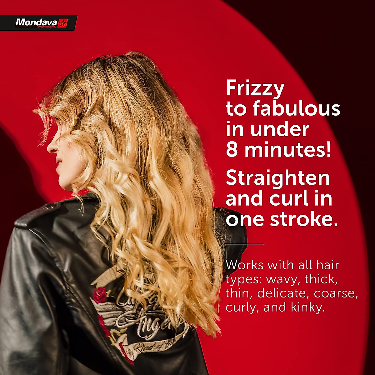 MONDAVA Professional | Ceramic Tourmaline Flat Iron Hair Straightener 1¼" | (Dual Voltage) | (Adjustable Temperature Digital Technology) | Straighten & Style Wild Hair in Under (8 Min)