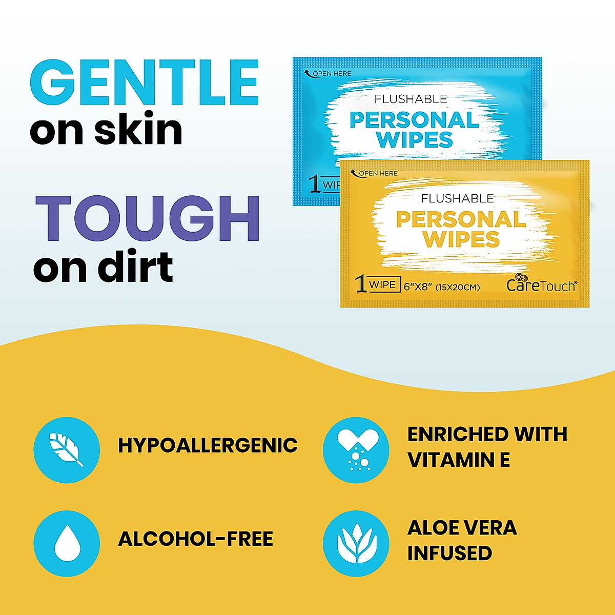 Care Touch Flushable Wipes Kids & Adults - Wet Wipes for Men & Women - Individually Wrapped, Disposable Wet Wipes for Body, Toilet, Bathroom& More - 2 Packs of 40 (80 Individual Wipes, Travel Wipes)