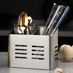 AItaf Utensil Holder Utensil Drying Rack Stainless Steel Utensil Holder Utensil Drying Rack Metal Utensil Caddy Utensil Holder Canister Stainless Steel Kitchen Utensils Holder for Home Restaurant