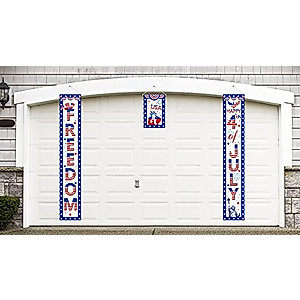 90shine 4th/Fourth of July Decorations - Patriotic Banners Door Decor Red White Blue Porch Signs Wall Hangings Party Supplies