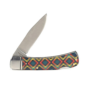 ARIAT 3" Red, Black & Yellow Southwestern Print Folding Knife