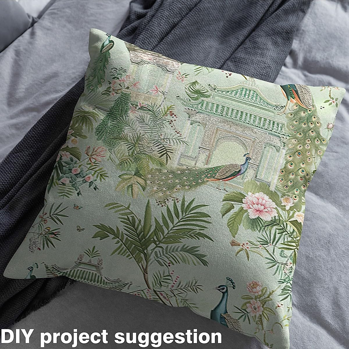 Feelyou Green Peacock Upholstery Fabric for Chairs Tropical Birds Fabric by The Yard Farmhouse Garden Decorative Waterproof Outdoor Fabric Tropical Leaves Fabric for Home DIY Projects 1 Yard