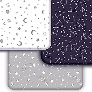 GROW WILD Crib Sheets for Boys or Girls | 3 Pack Soft Stretchy Jersey Cotton Fitted Crib Sheet Neutral | Grey White Navy Blue Baby Crib Sheets for Girl, Crib Mattress Sheet or Toddler Bed Sheets